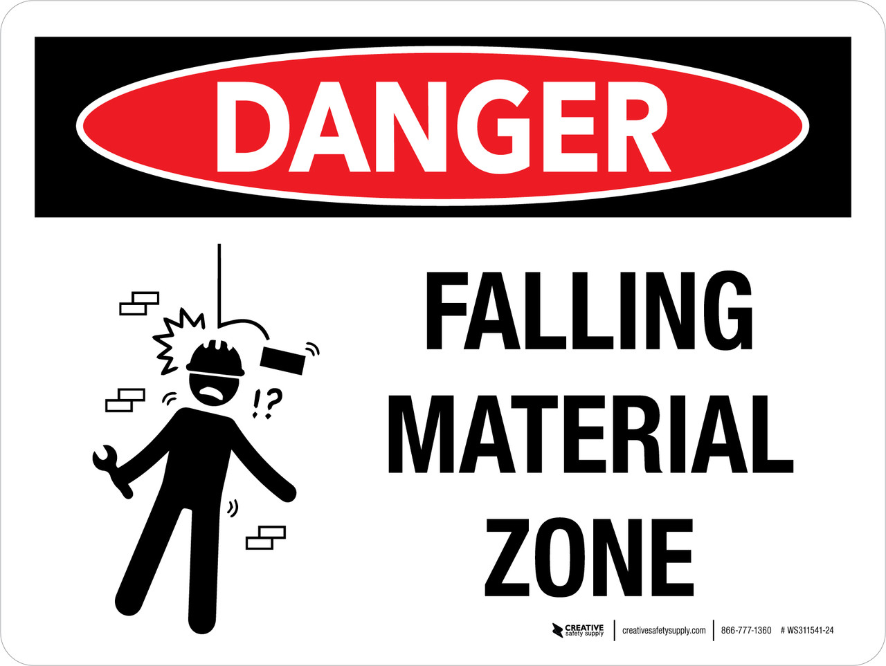 Danger: Falling Material Zone Landscape - Wall Sign Danger: Falling Material Zone Landscape - Wall Sign