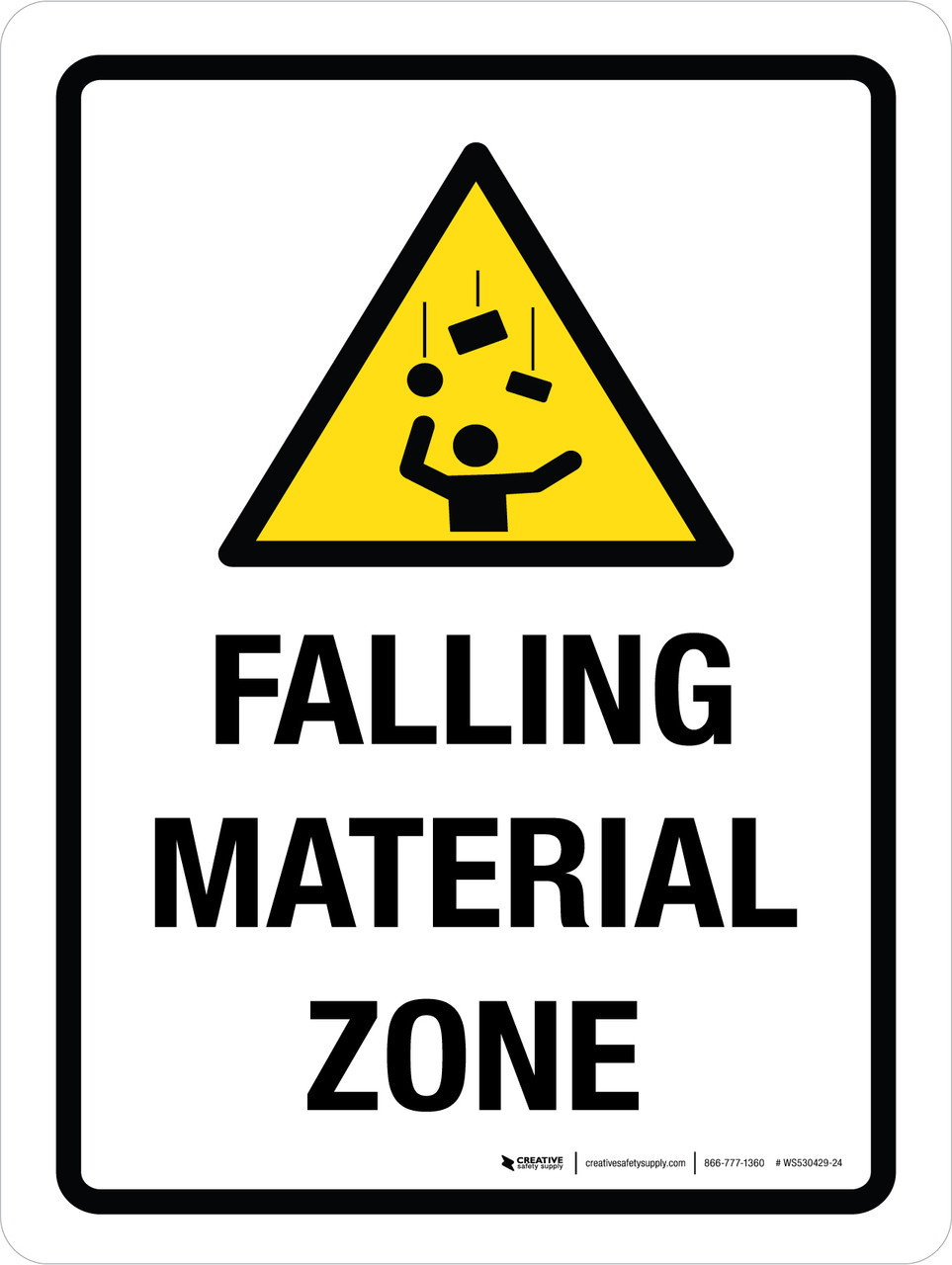 Falling Material Zone with Icon Portrait - Wall Sign | Creative Safety ...