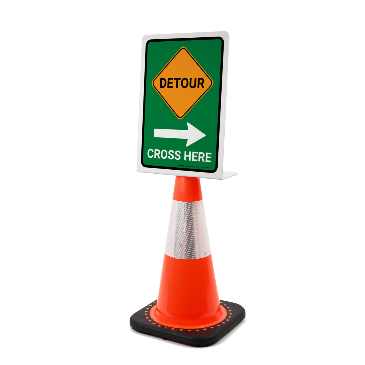 Detour with Arrow Right - Cross Here Portrait - Single-Sided Cone Signs ...