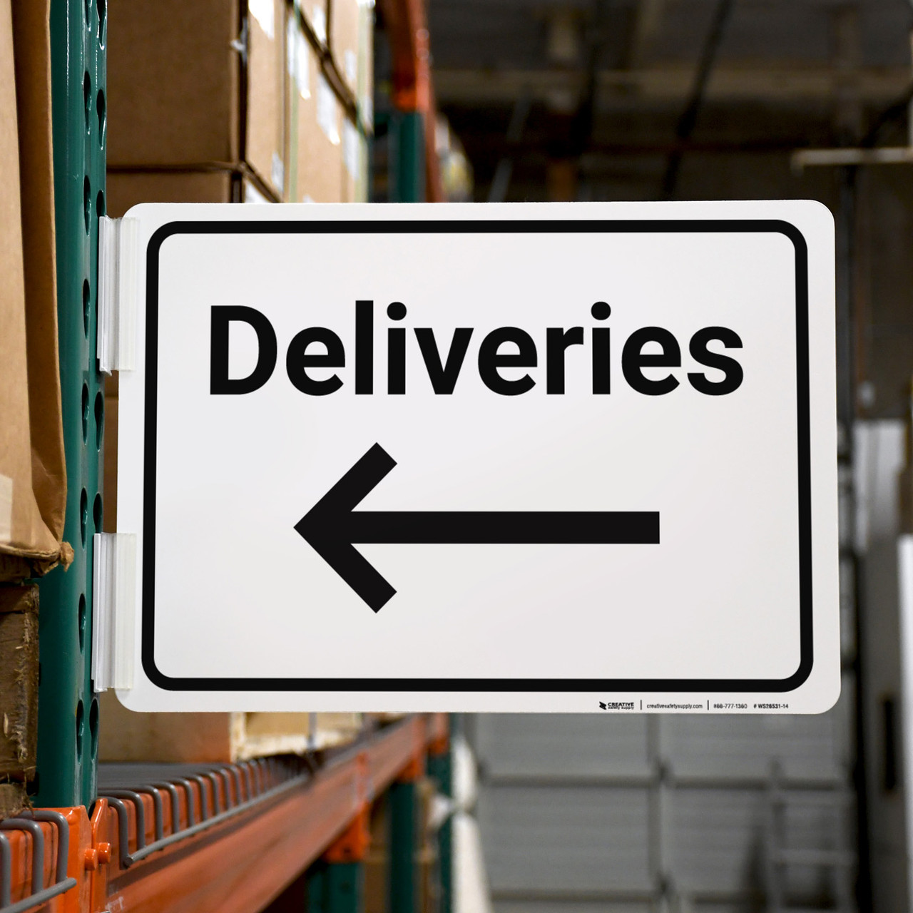 Deliveries Arrow Left Landscape - Double-Sided Cone Signs