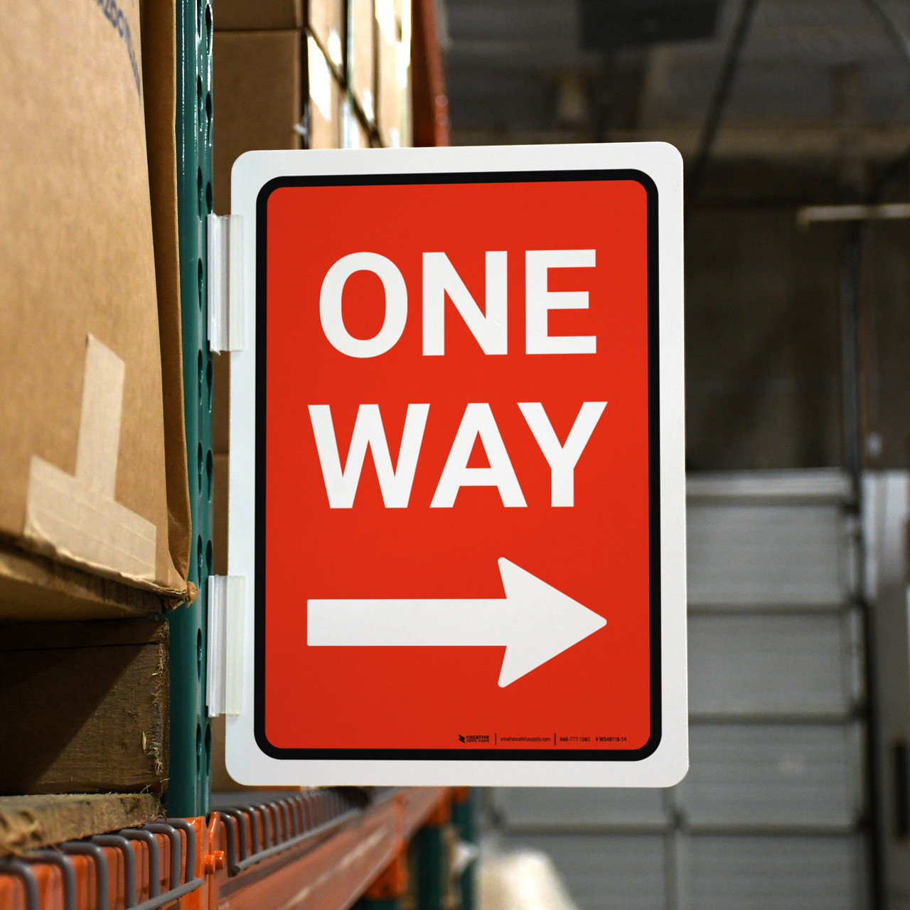 One Way Red with Right Arrow Portrait - Double-Sided Cone Signs