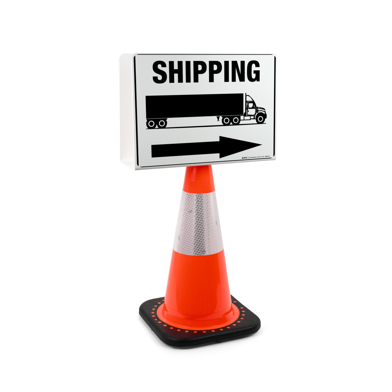Shipping Arrow Right with Truck Icon Landscape - Double-Sided Cone Sign