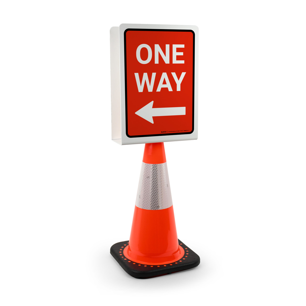 One Way Red with Left Arrow Portrait - Double-Sided Cone Sign