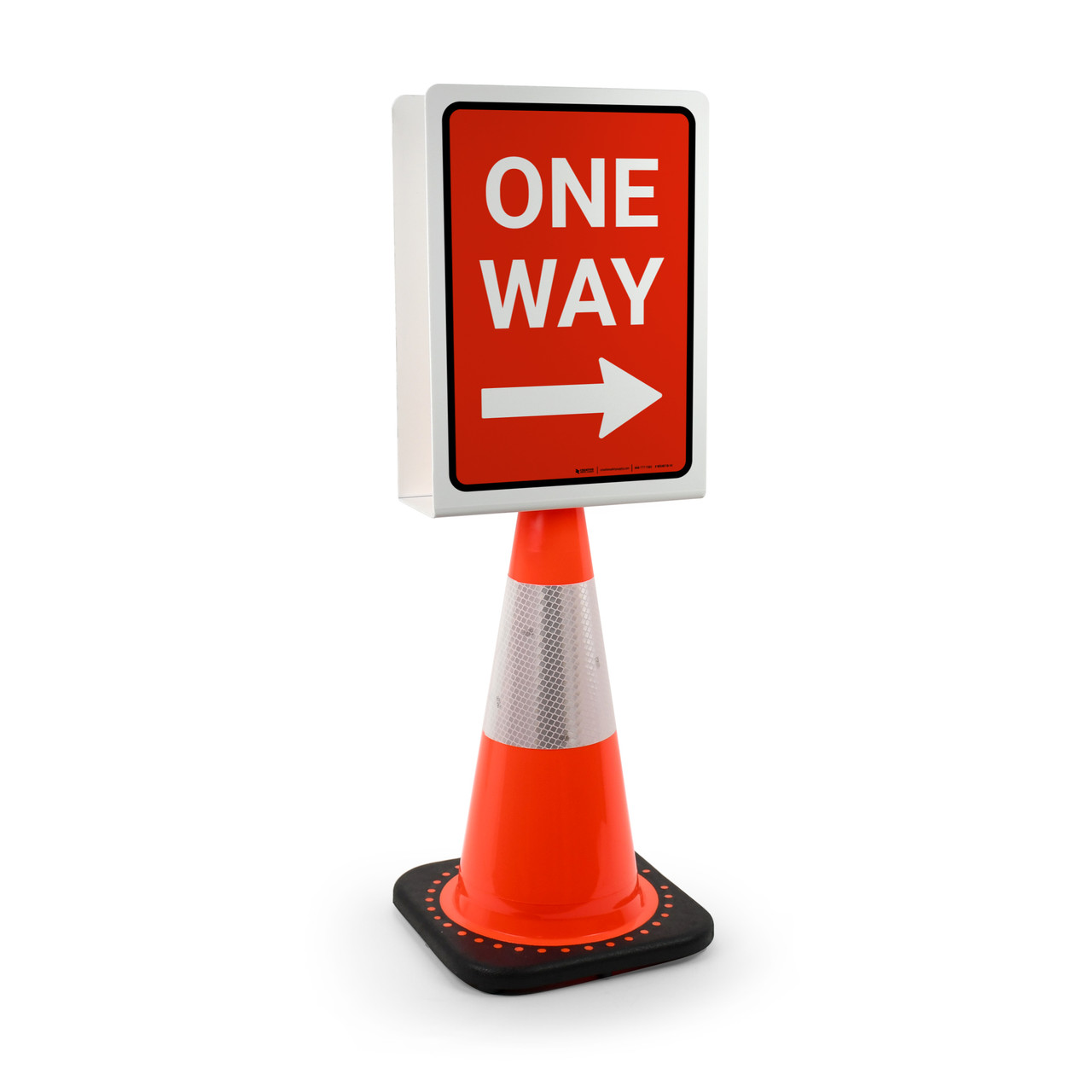 One Way Red with Right Arrow Portrait - Double-Sided Cone Sign ...