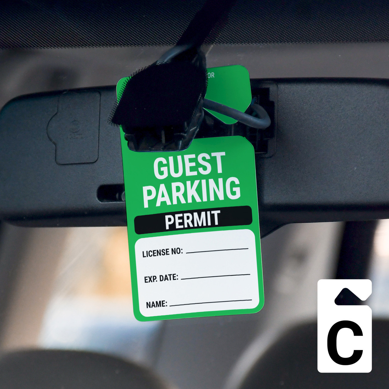 Guest Parking Permit - License No/Exp Date/Name - Car Permit Parking Tag
