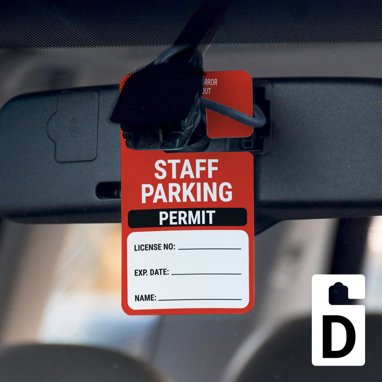 Staff Parking Permit - License No/Exp Date/Name - Car Permit Parking Tag