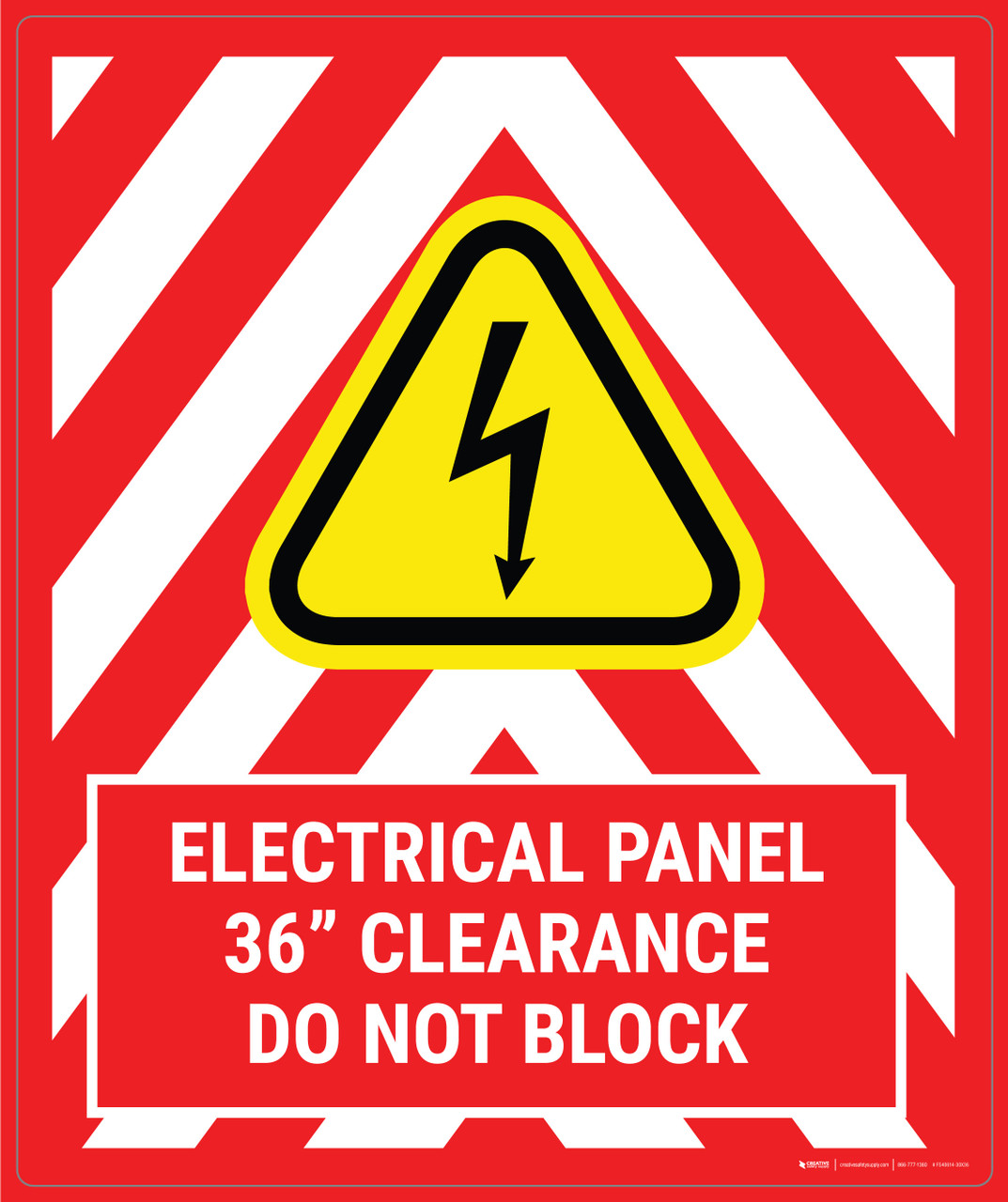 Electrical Panel 36" Clearance Do Not Block Red/White Hazard Portrait ...