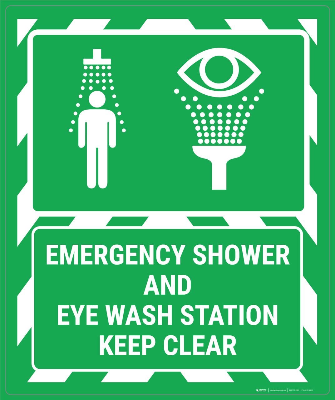 Emergency Shower and Eye Wash Station Keep Clear Portrait - Large Floor ...