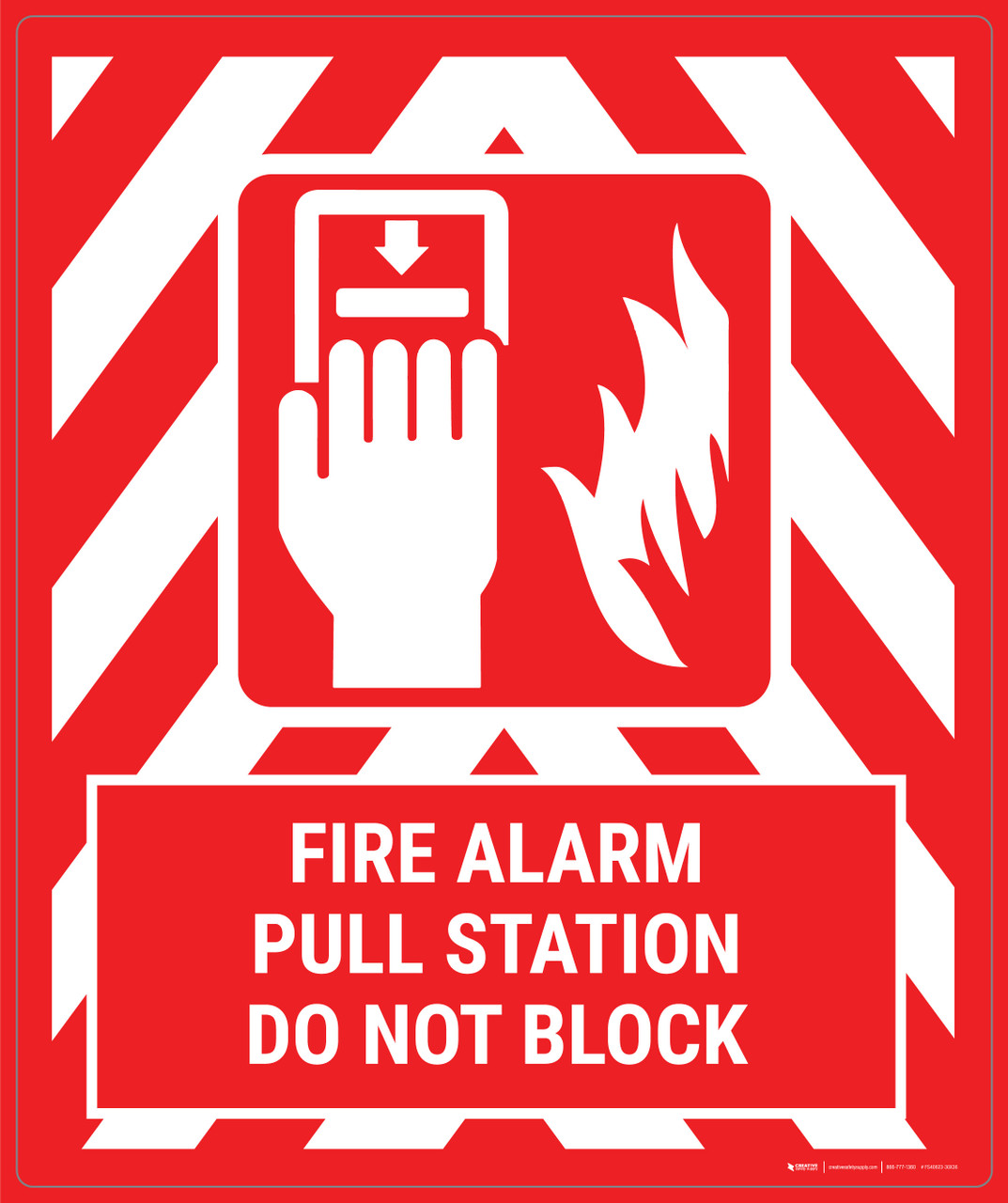 Fire Alarm Pull Station Do Not Block Portrait Large Floor Sign