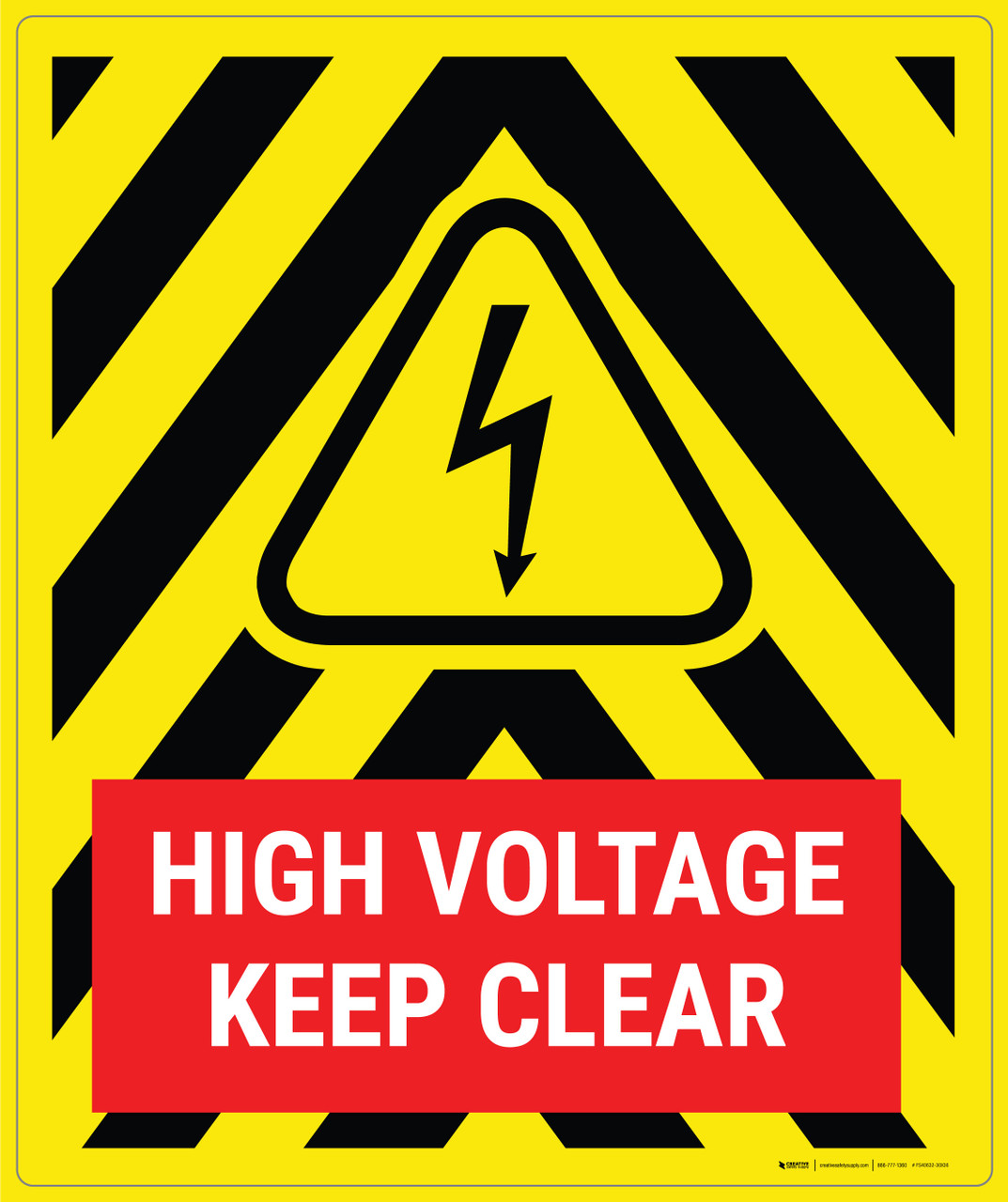 High Voltage Keep Clear Yellow/Black Hazard Portrait - Large Floor Sign ...