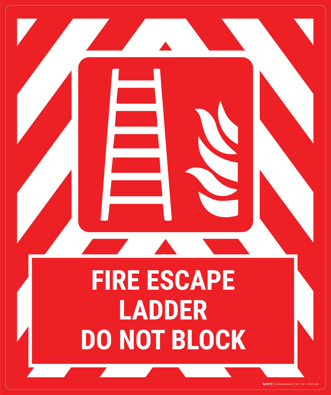 Fire Escape Ladder Do Not Block Portrait Large Floor Sign