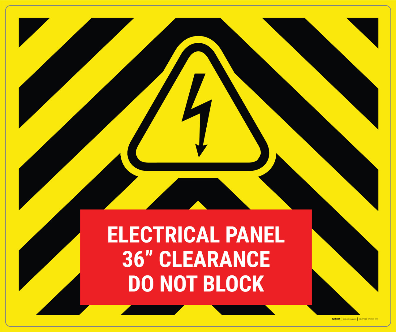 Electrical Panel 36" Clearance Do Not Block Yellow/Black Hazard ...