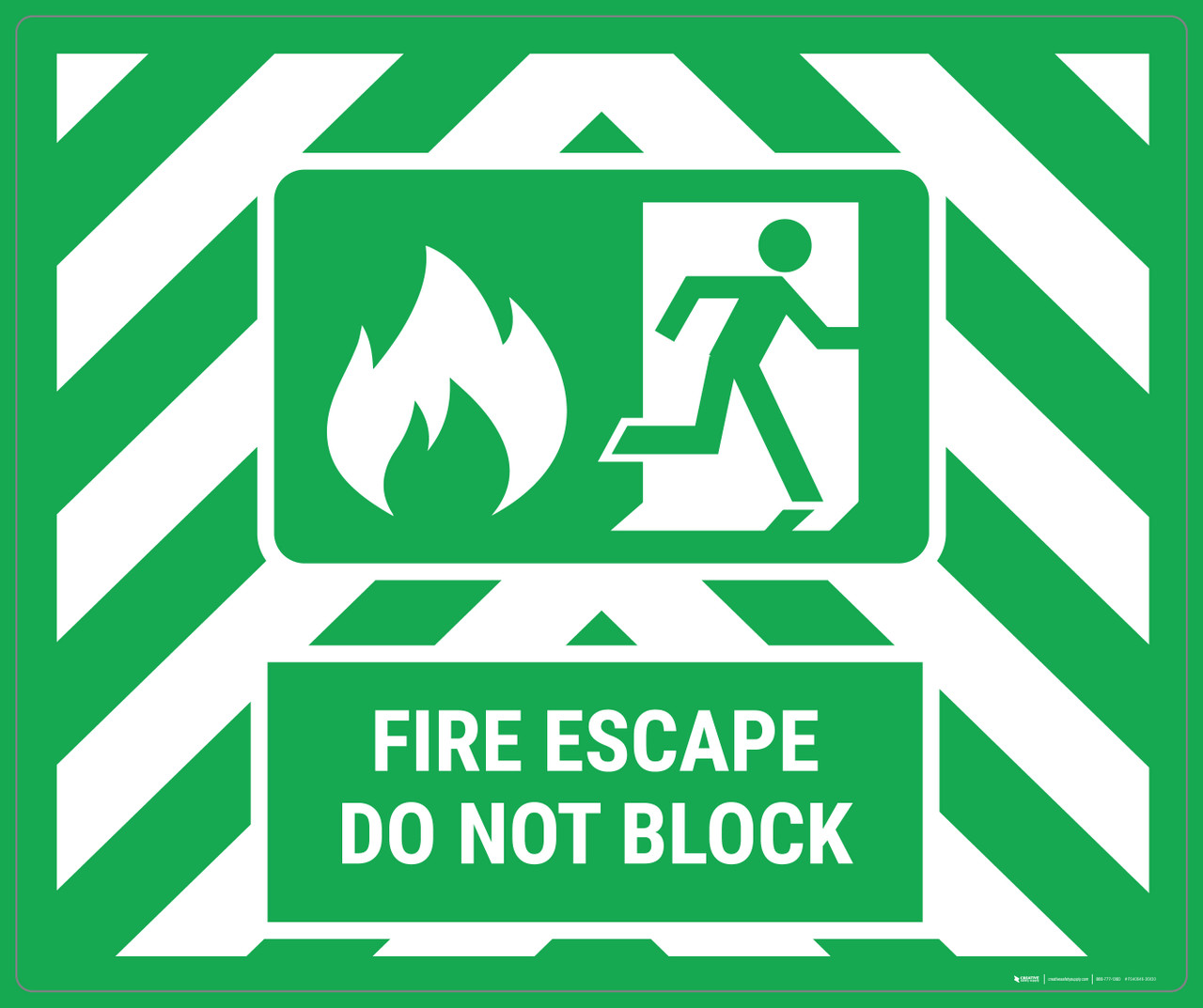 Fire Escape Do Not Block Landscape Large Floor Sign