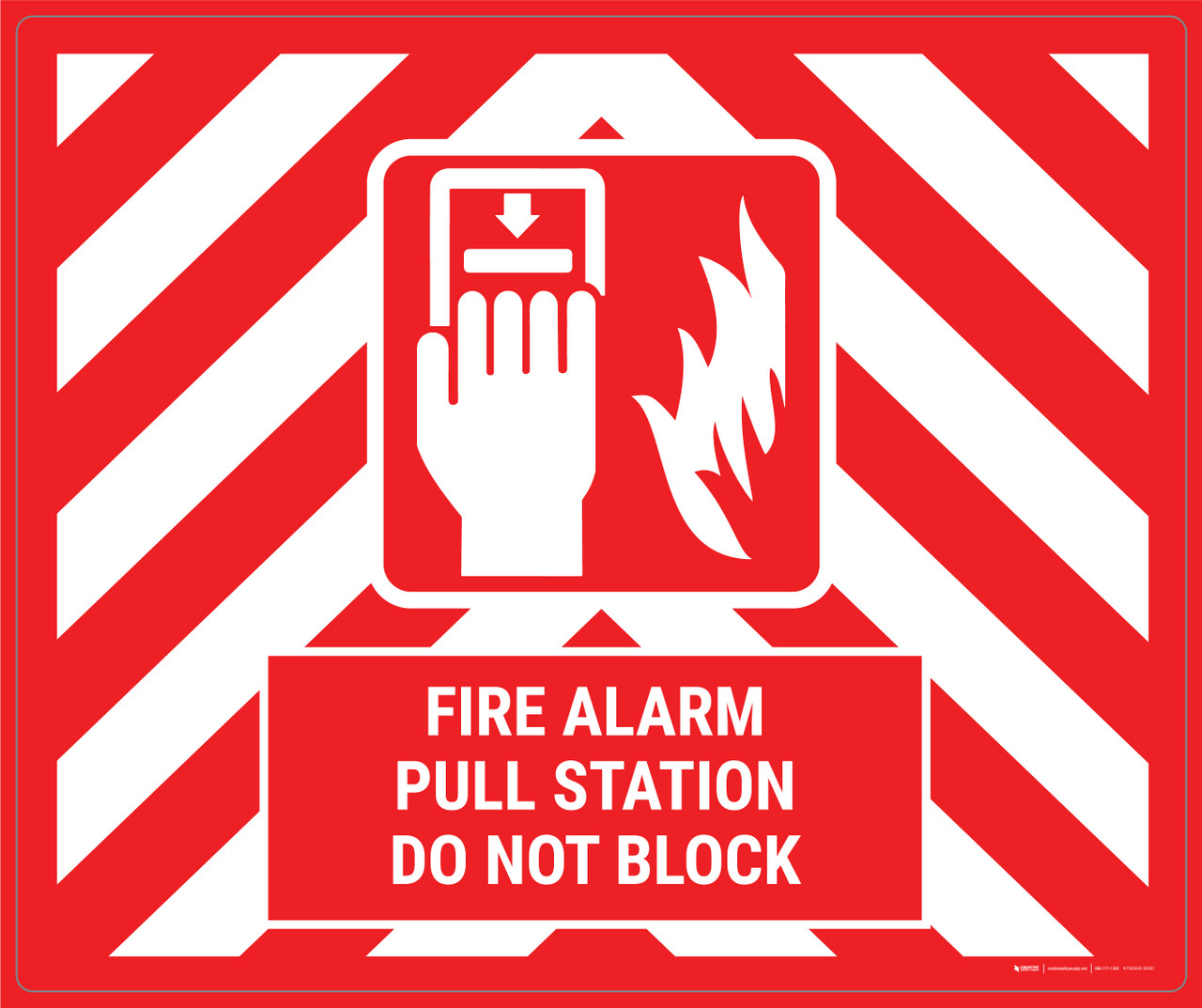 Fire Alarm Pull Station Do Not Block Landscape Large Floor Sign