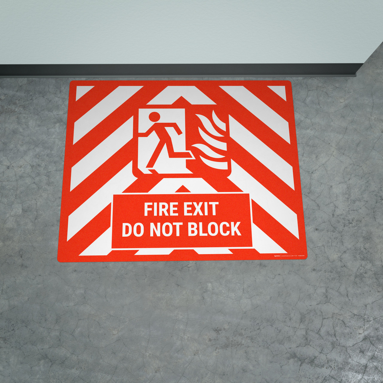 Fire Exit Do Not Block Landscape - Large Floor Sign