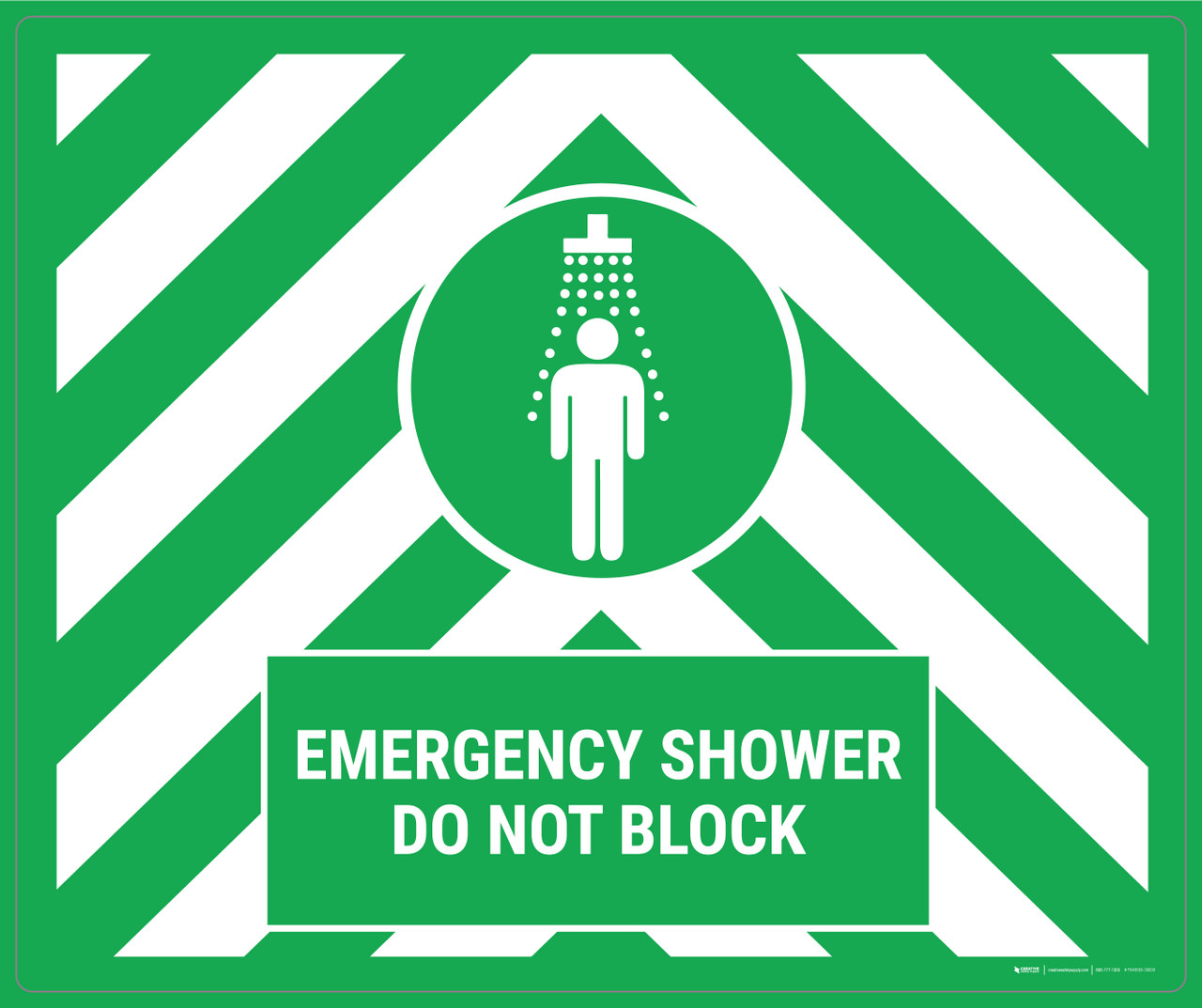 Emergency Shower Do Not Block Landscape Large Floor Sign