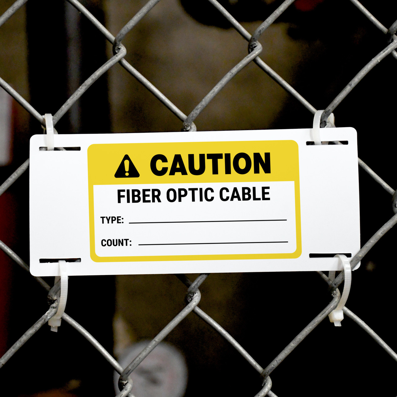 Caution: Fiber Optic Cable - Type/Count - Zip-on Tag | Creative Safety ...