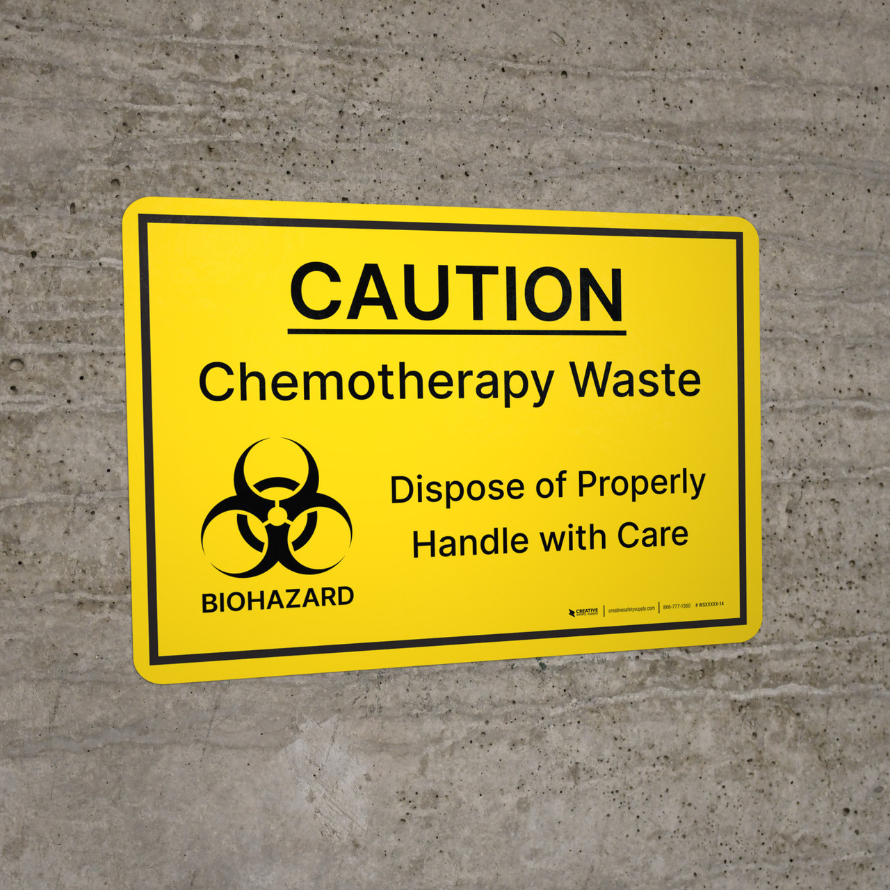 Caution - Chemotherapy Waste Biohazard Landscape - Wall Sign