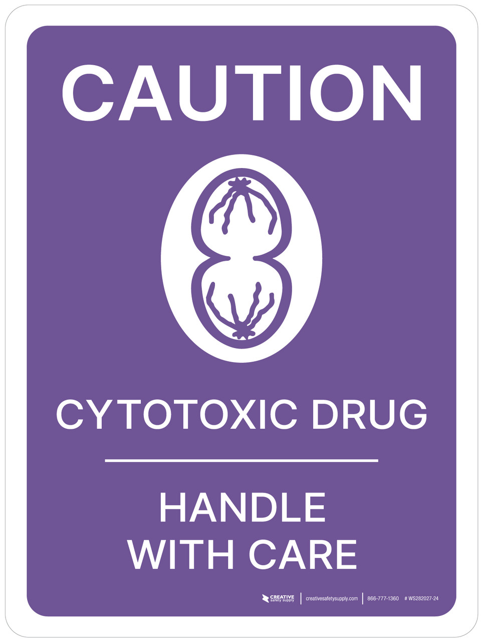 Caution - Cytotoxic Drug Handle With Care Portrait - Wall Sign