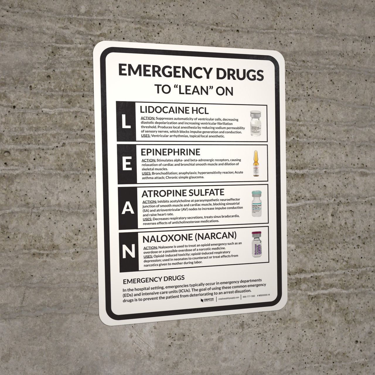 Emergency Drugs To "Lean" On Portrait - Wall Sign