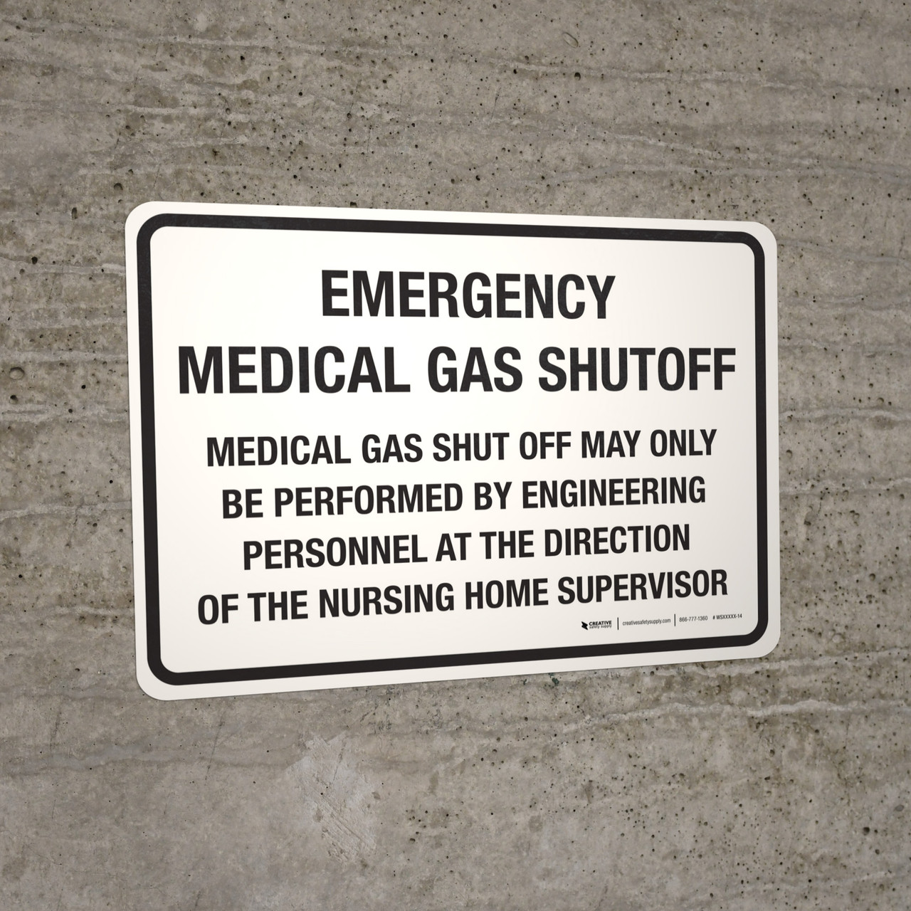 Emergency Medical Gas Shutoff Landscape - Wall Sign