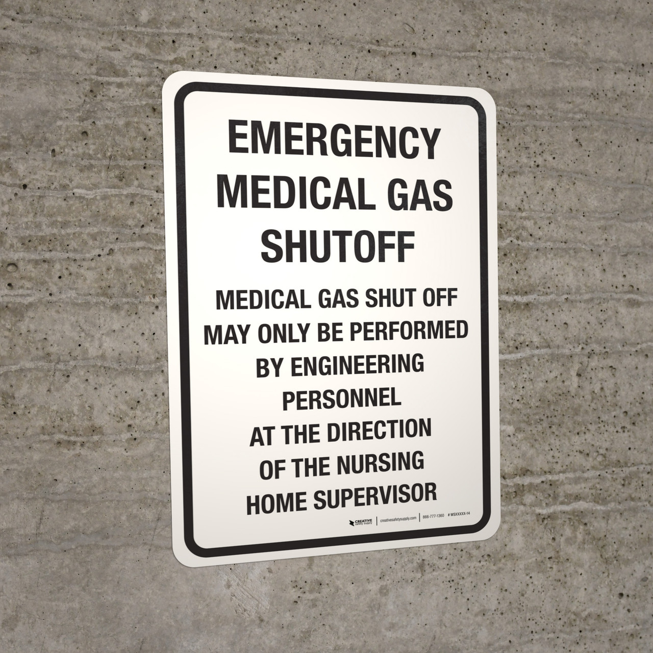 Emergency Medical Gas Shutoff Portrait - Wall Sign