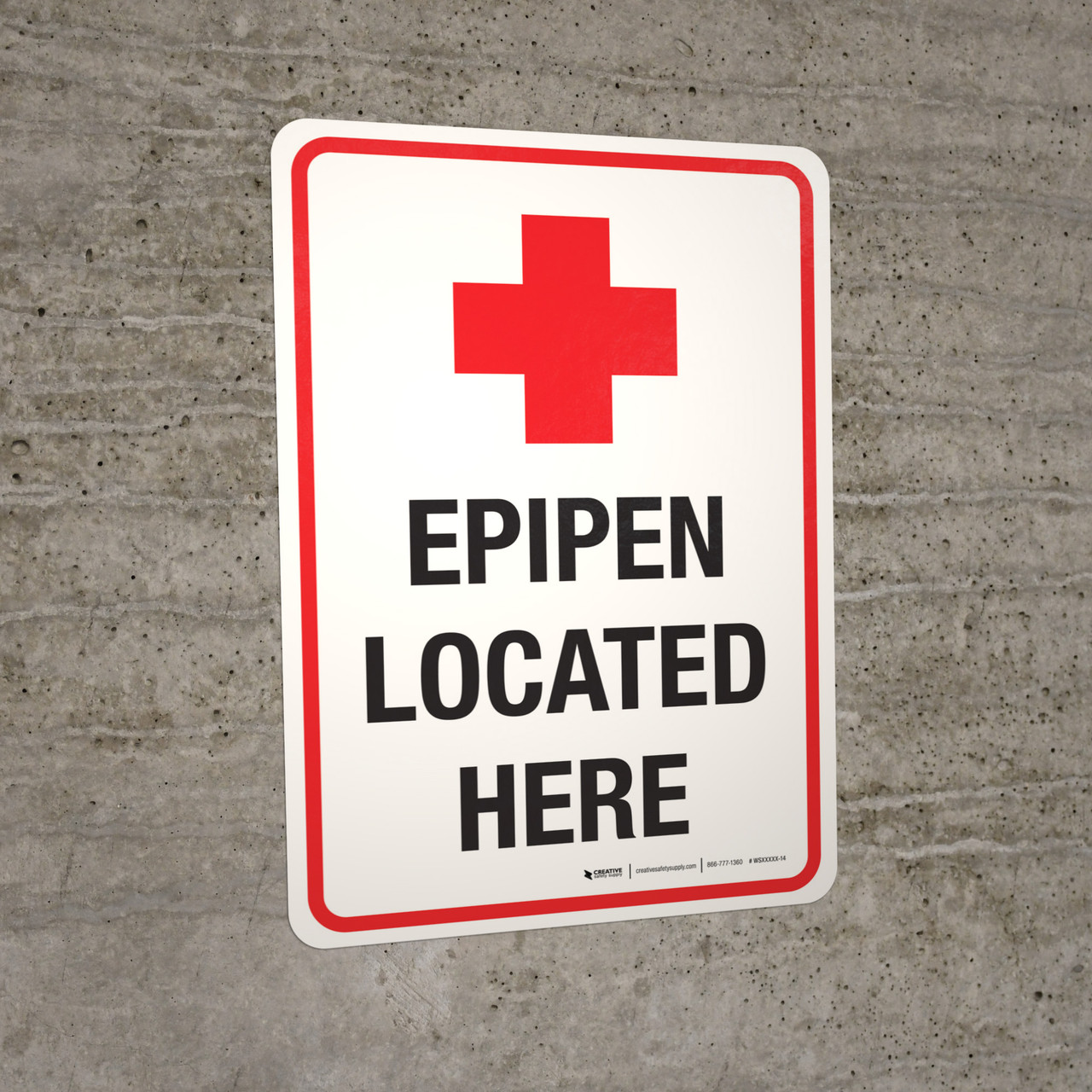 Epipen - Located Here Portrait - Wall Sign | Peel-and-Stick