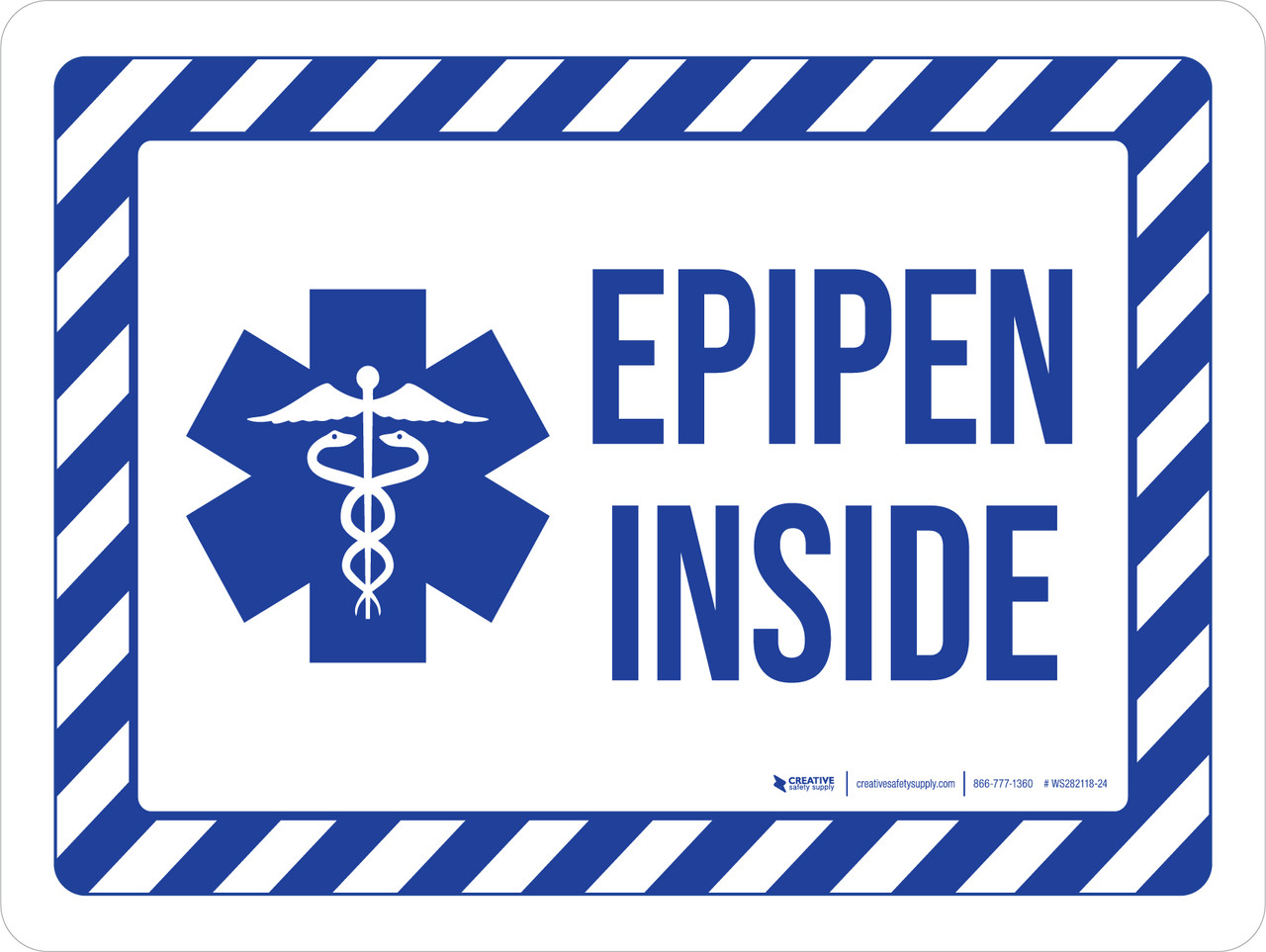 Epipen Inside Blue Hazard Landscape- Wall Sign