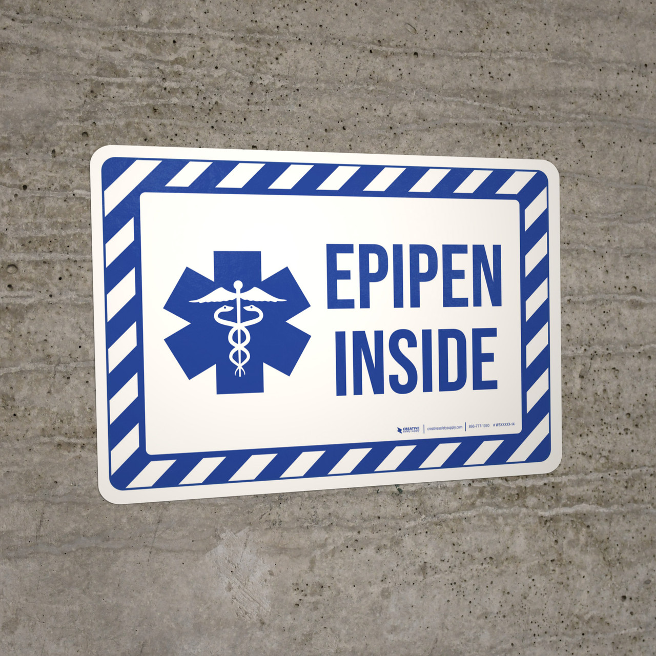 Epipen Inside Blue Hazard Landscape- Wall Sign