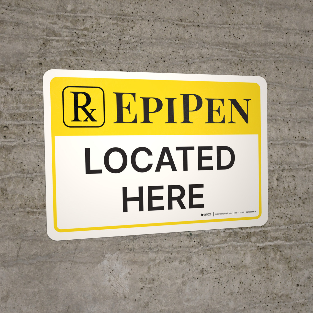 Epipen Located Here Landscape - Wall Sign