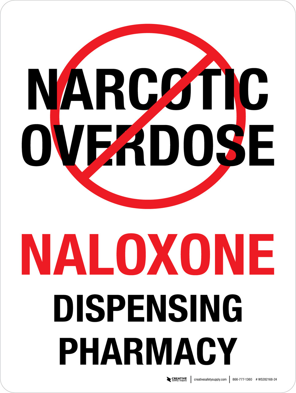 Naloxone Dispensing Pharmacy - Stop Narcotic Overdose Portrait - Wall Sign