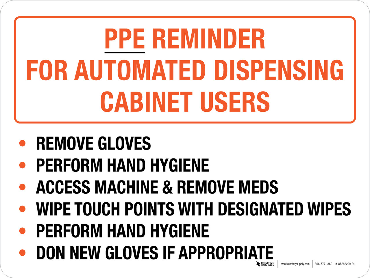PPE Reminder For Automated Dispensing Cabinet Users Landscape - Wall ...