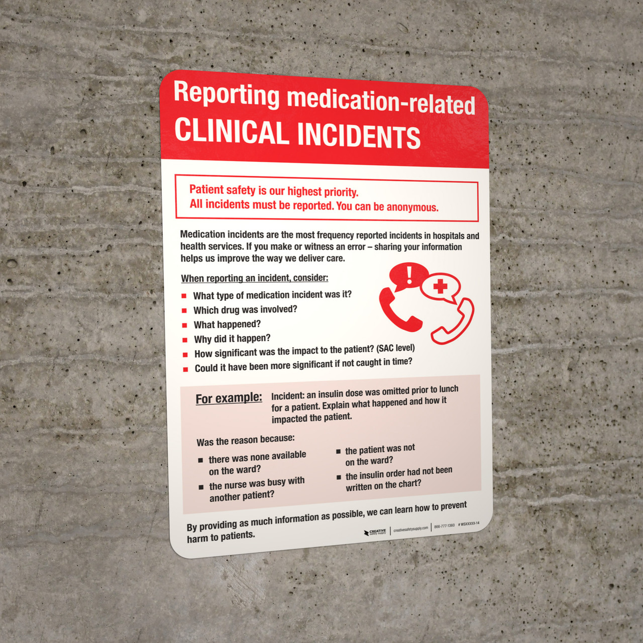 Reporting Medication-related Clinical Incidents Portrait - Wall Sign