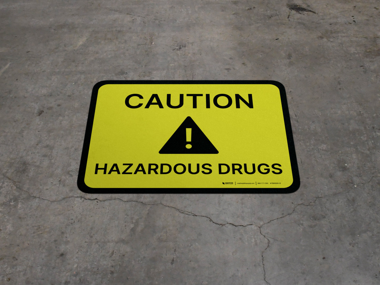 Caution Hazardous Drugs Rectangle Yellow - Floor Sign