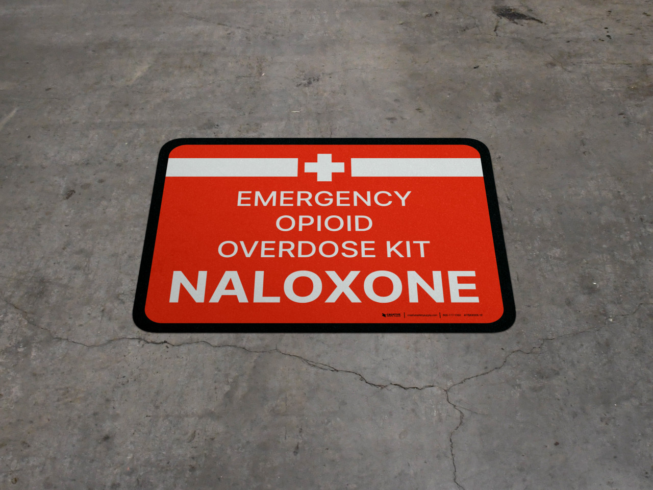 Emergency Opioid Overdose Kit Naloxone Rectangle - Floor Sign