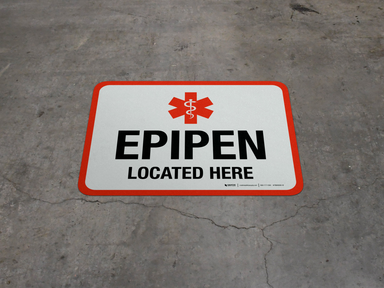 Epipen Located Here Rectangle - Floor Sign