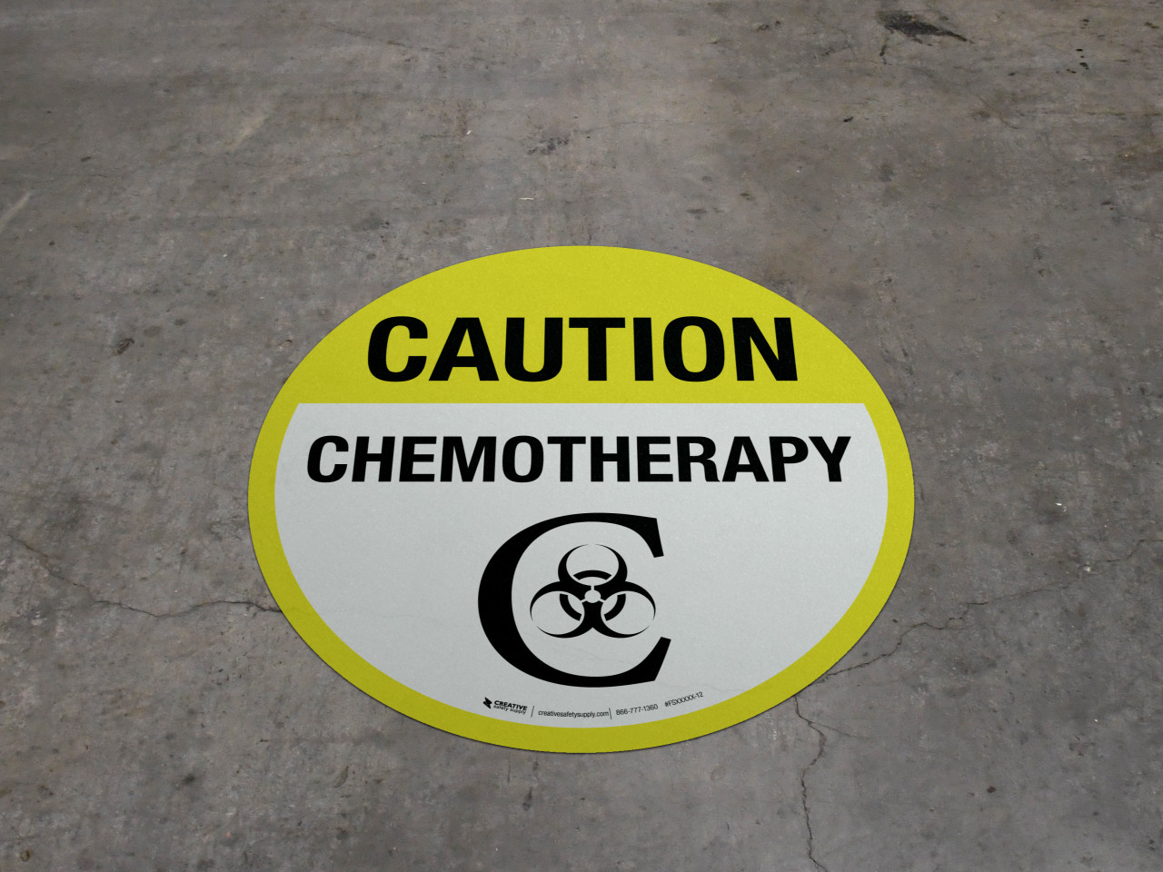 Caution Chemotherapy Yellow Circular - Floor Sign