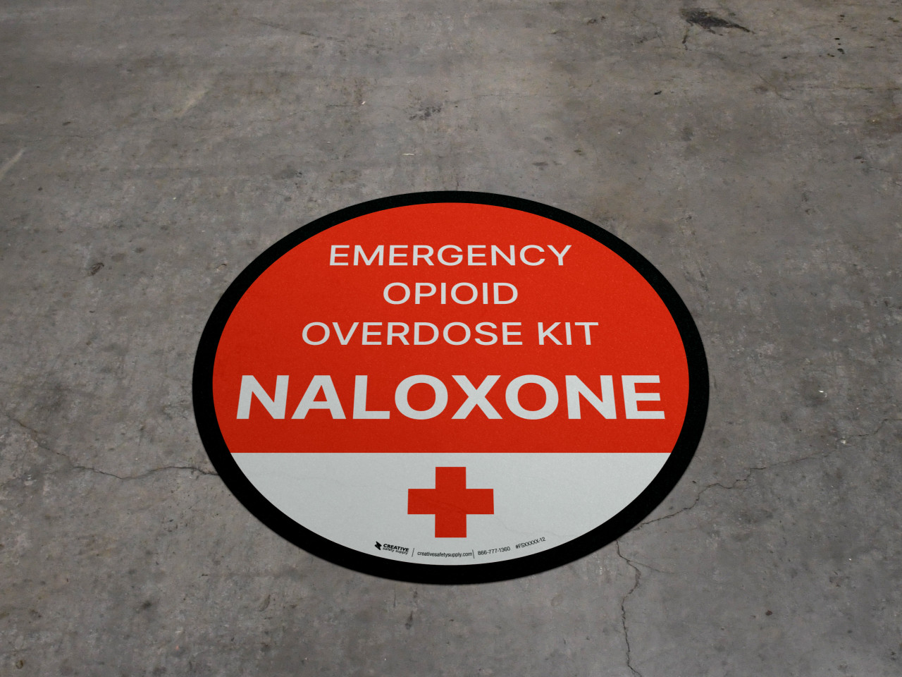Emergency Opioid Overdose Kit Naloxone Circular - Floor Sign | Creative ...