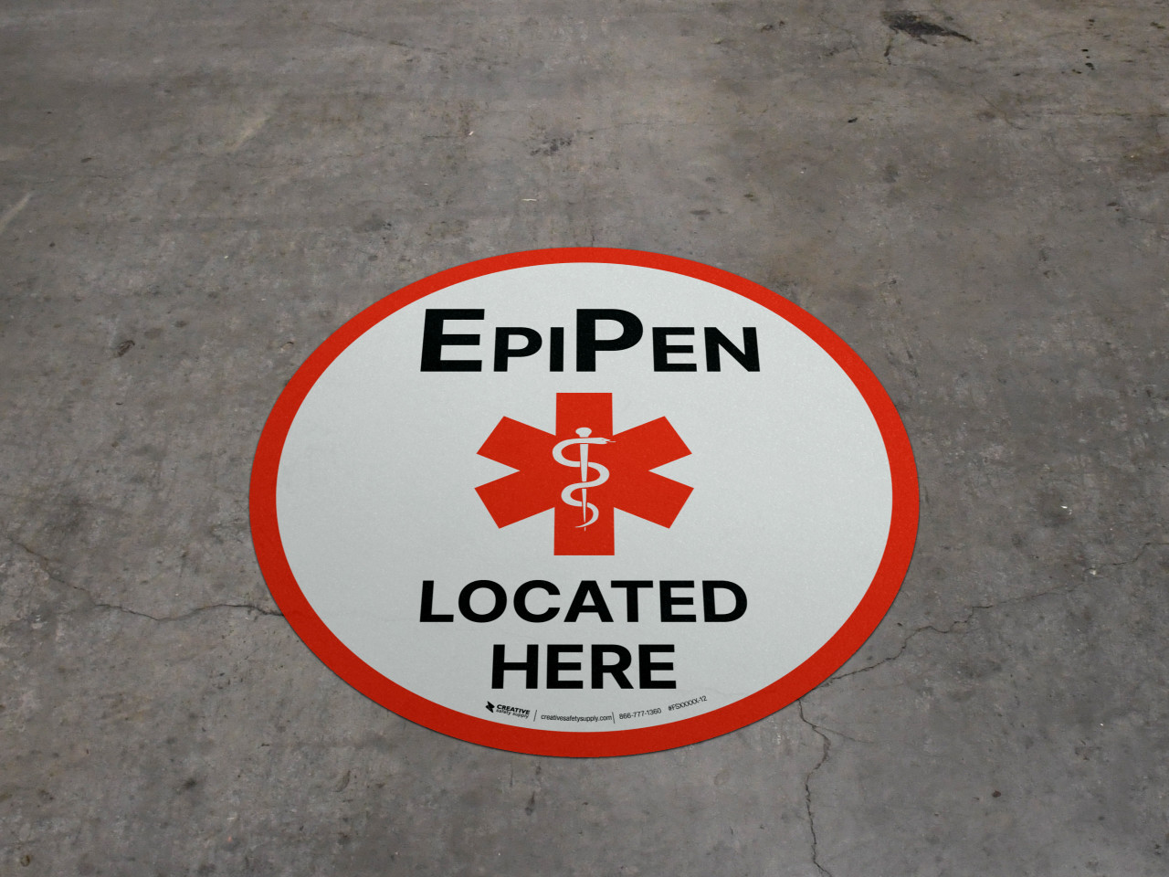 Epipen - Located Here Circular - Floor Sign