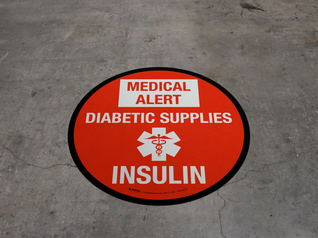 Medical Alert - Diabetic Supplies Insulin Circular - Floor Sign