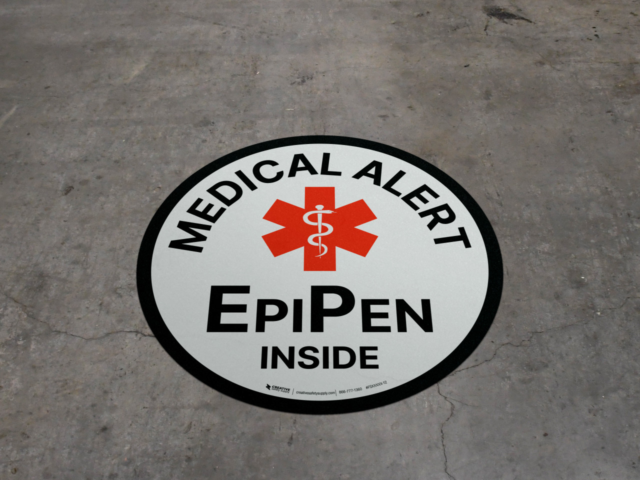 Medical Alert - Epipen Inside Circular - Floor Sign
