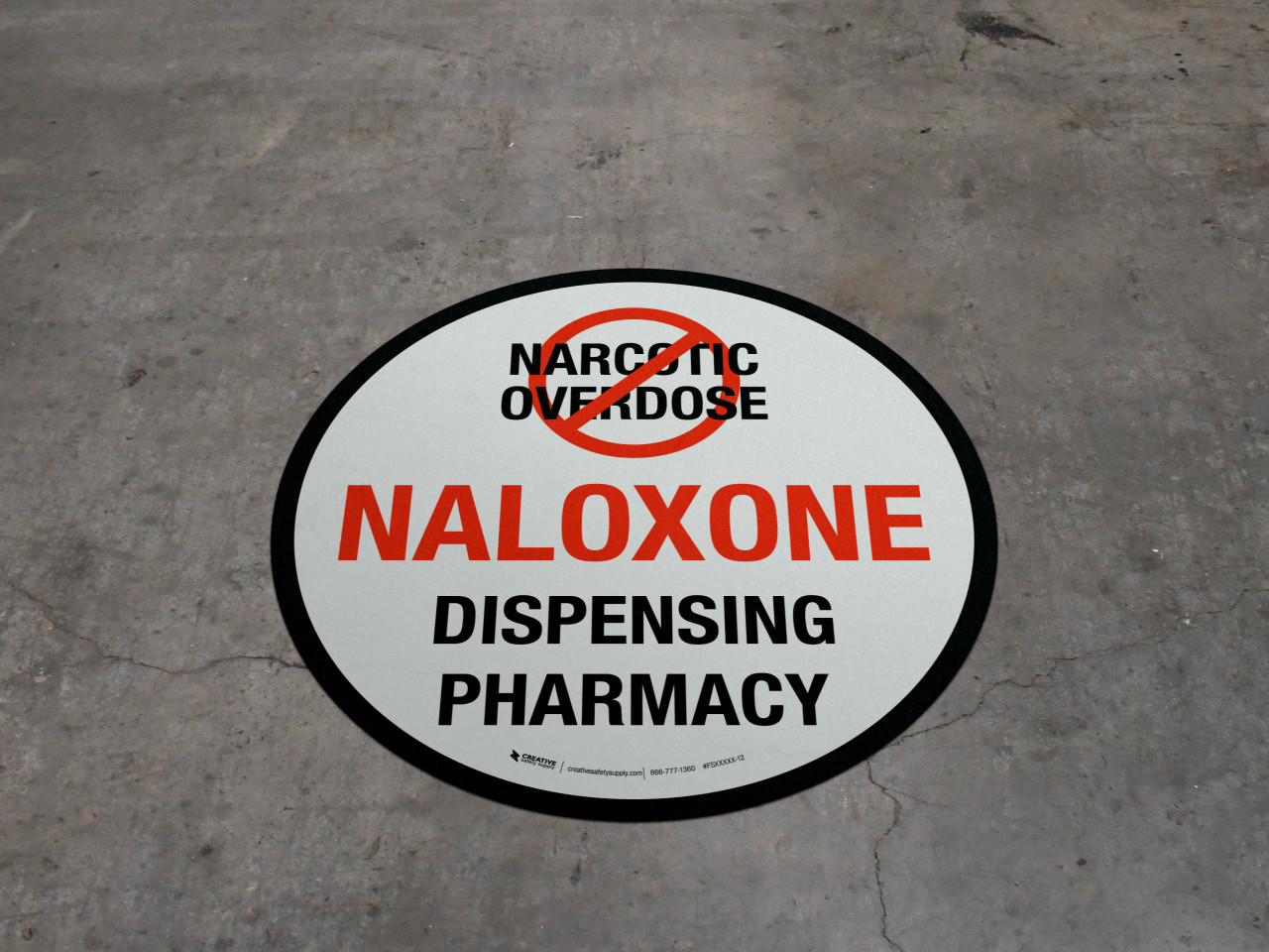 Naloxone Dispensing Pharmacy - Stop Narcotic Overdose Circular - Floor Sign