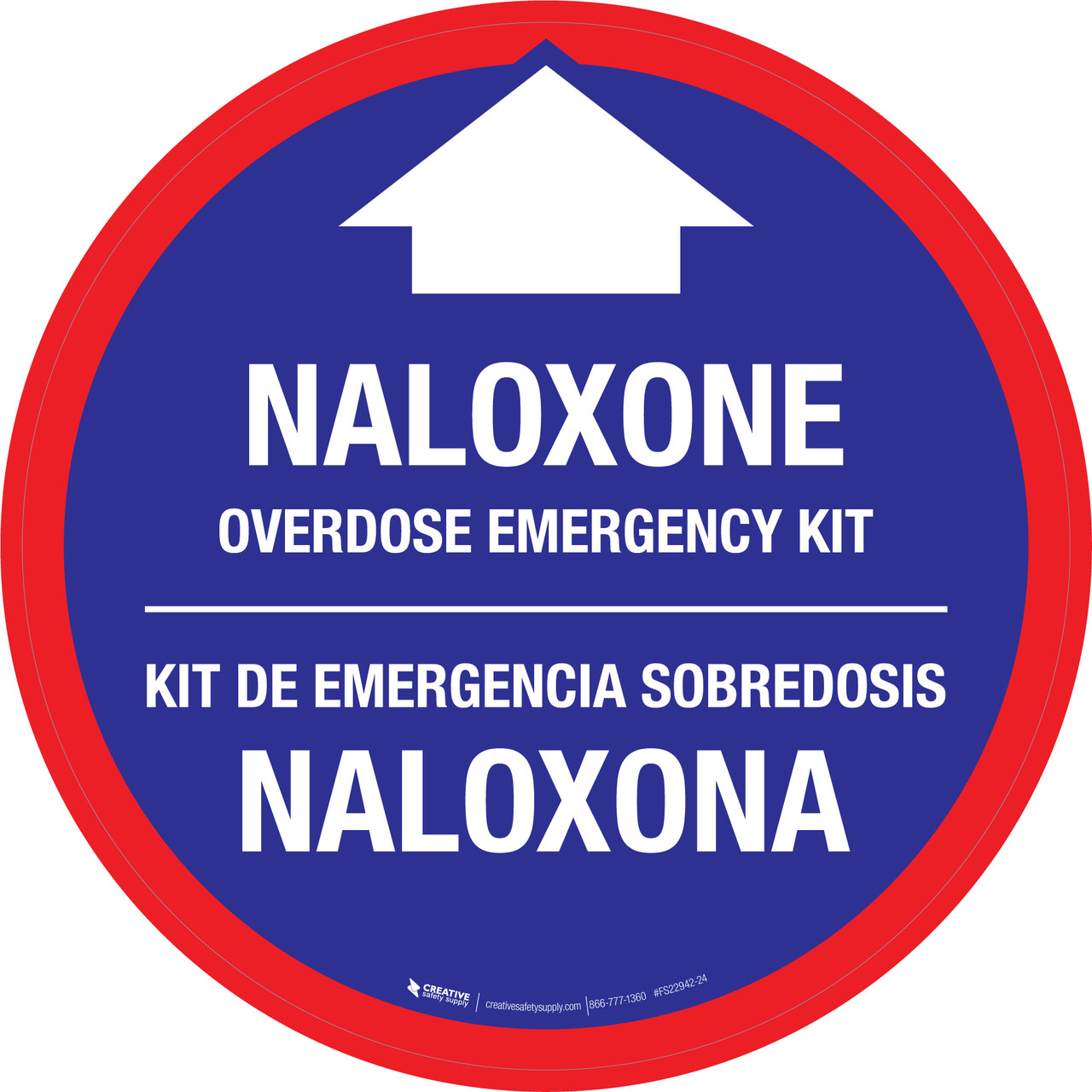 Naloxone Overdose Emergency Kit Bilingual Spanish Circular - Floor Sign ...