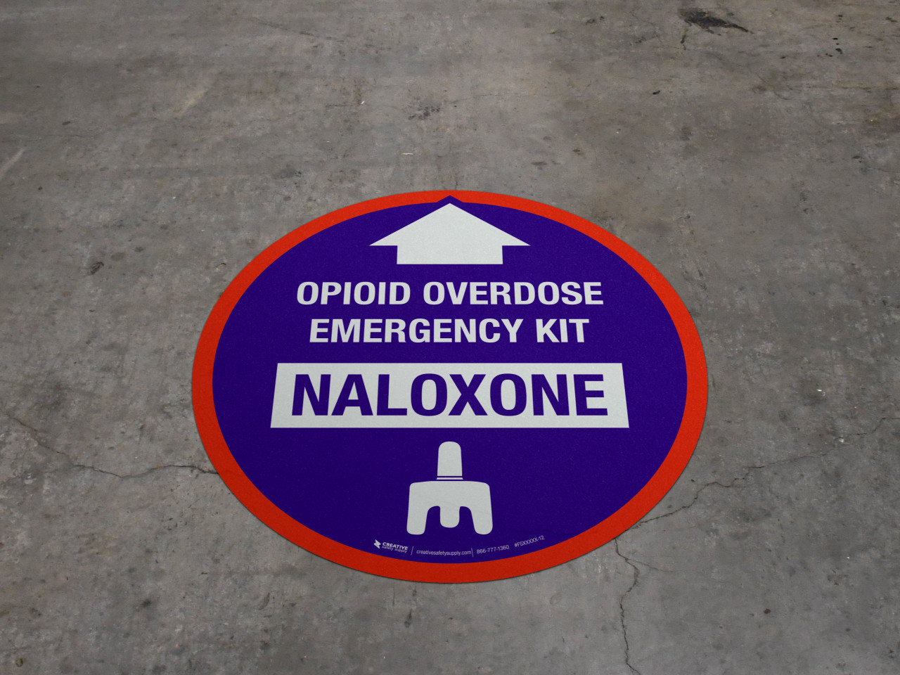 Opioid Overdose Emergency Kit Naloxone with Icon Circular - Floor Sign ...