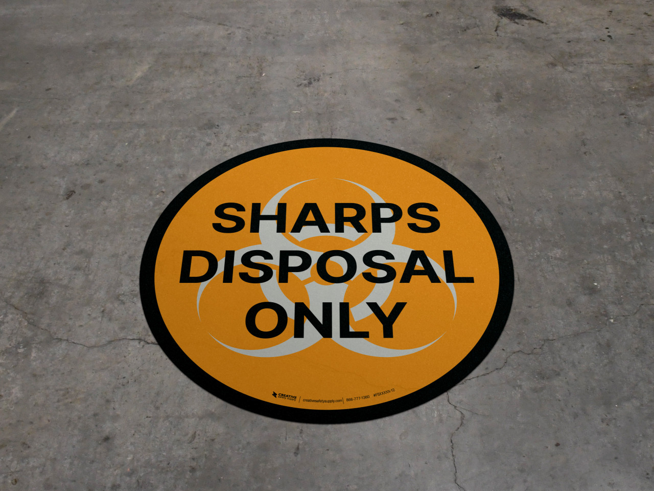 Sharps Disposal Only with Icon Circular - Floor Sign