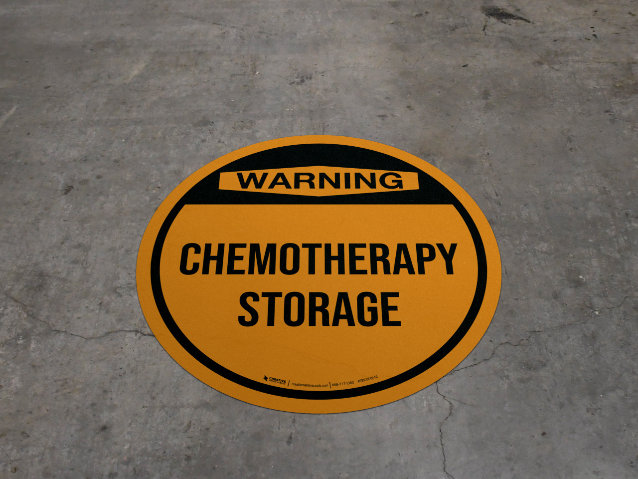 Warning: Chemotherapy Storage Circular - Floor Sign