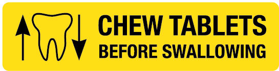 Chew Tablets Before Swallowing - Pharmaceutical Auxiliary Label