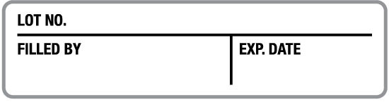 Lot No Filled By Exp Date - Pharmaceutical Auxiliary Label
