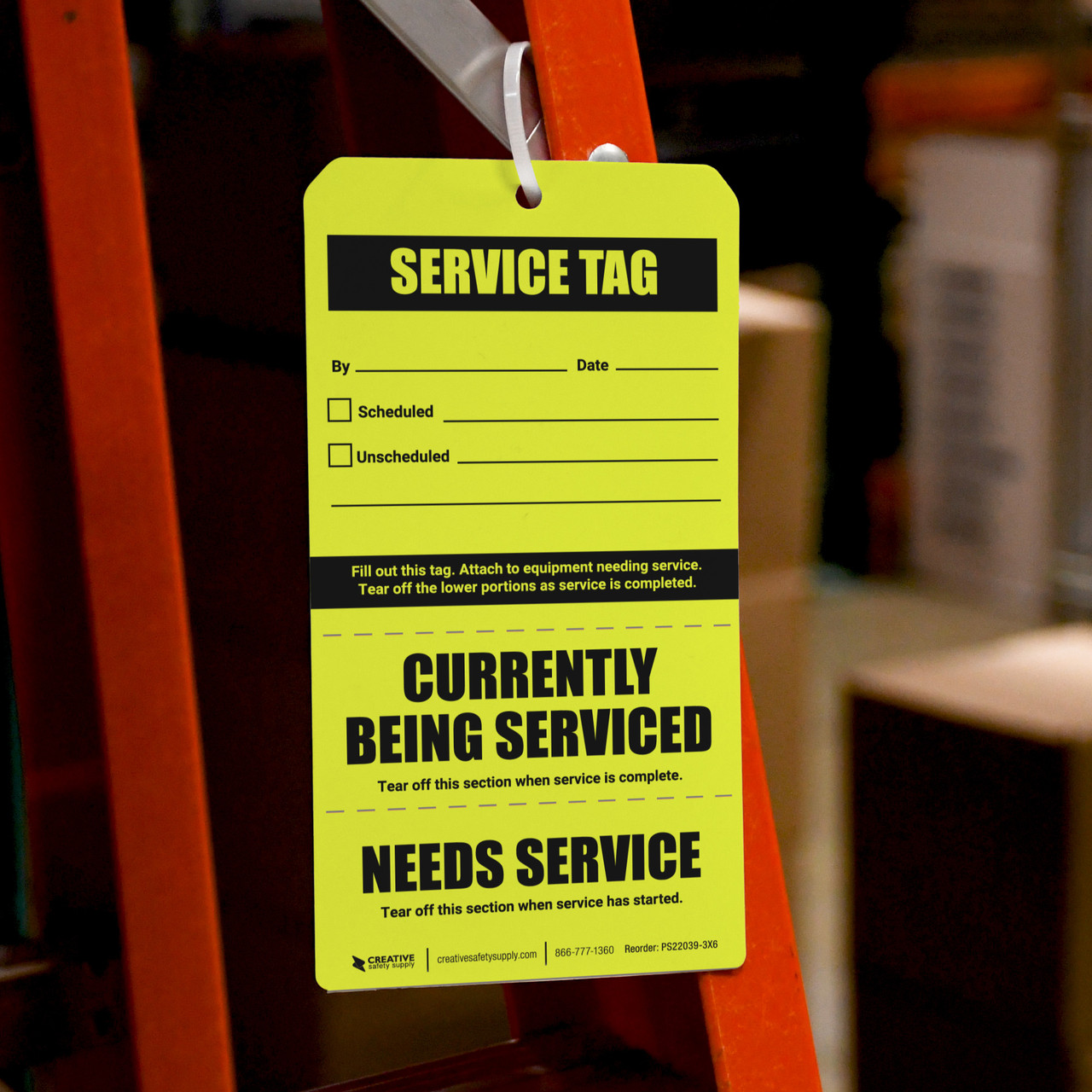 Service Tag: Currently Being Serviced/Needs Service - Tear-Off Tag