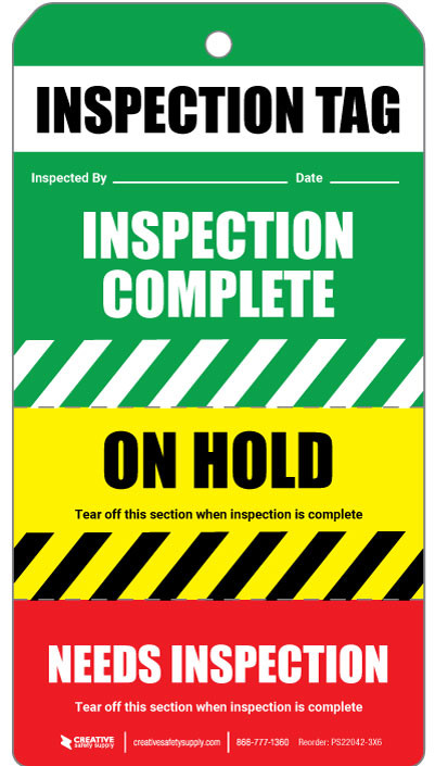 Inspection Tag - Tear-Off Tag | Creative Safety Supply